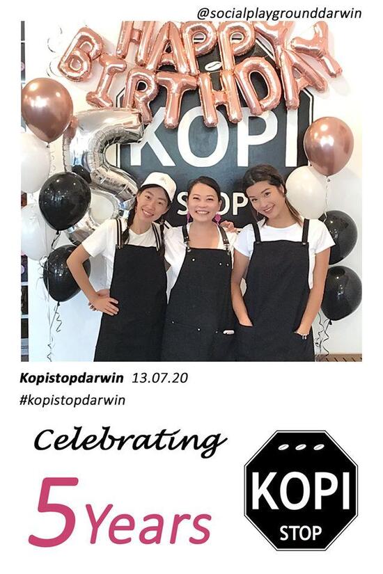 Menu at KOPI Stop cafe, Darwin City