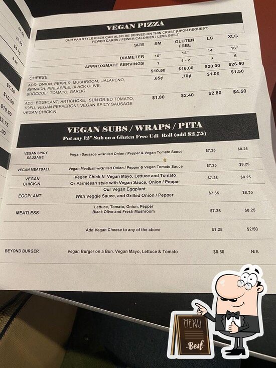 Menu at Pizza D'Action pizzeria, Holyoke