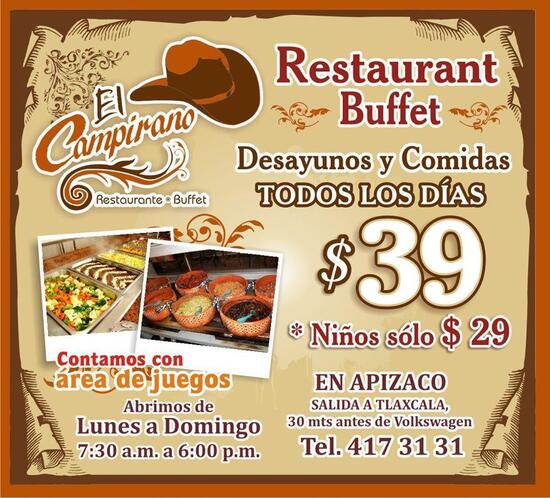 Menu at El Campirano Restaurante Buffet, Apizaco