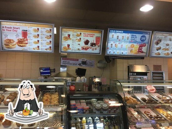 Menu at Tim Hortons cafe, Saint Thomas, Talbot St