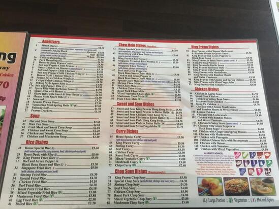 Menu at Chef Peking fast food, Luton