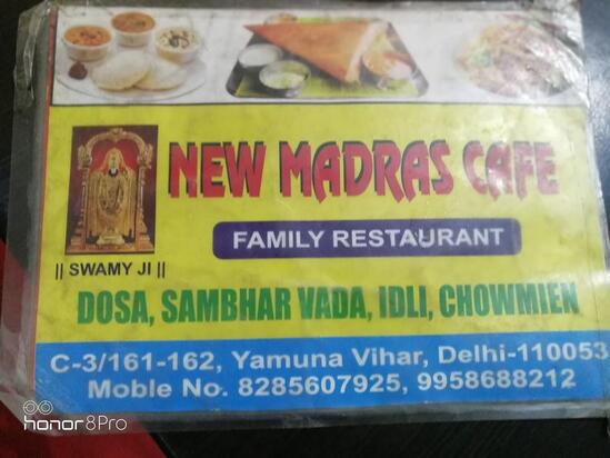 Menu at New Madras Cafe, Delhi, c 3/162