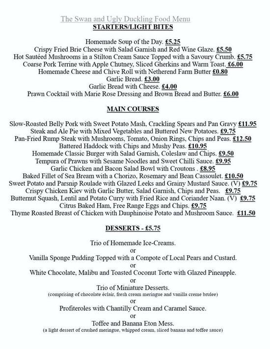 Menu at The Ugly Duckling restaurant, Lydney