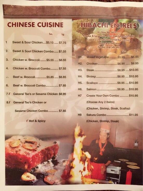 Menu at Sakura Express restaurant, Randleman, High Point St
