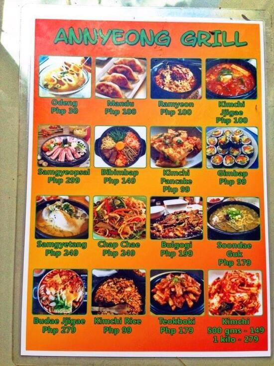 Menu at Annyeong Grill restaurant, Alaminos, 5X2P+666