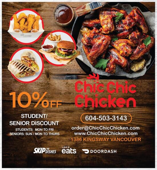 Menu at Chic Chic Chicken with Indian Street Food restaurant, Vancouver