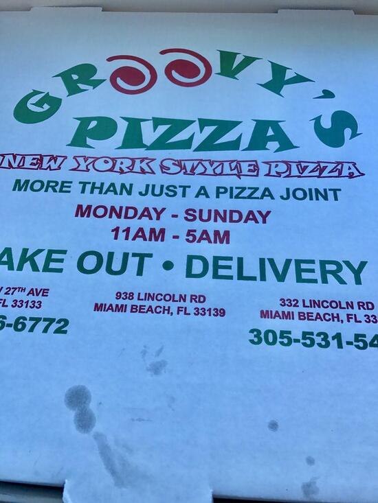 Menu at Groovys Pizza & Grill pizzeria, Miami