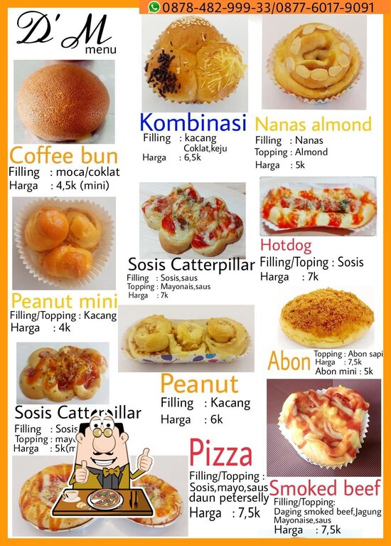 Menu at D'M Bakery (Roti Gembong Roti Unyil), Kemantran