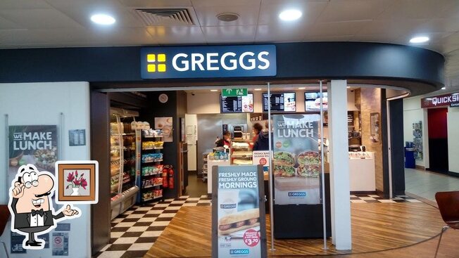 Menu at Greggs, Darwen, Moto Main Building, M65, J4