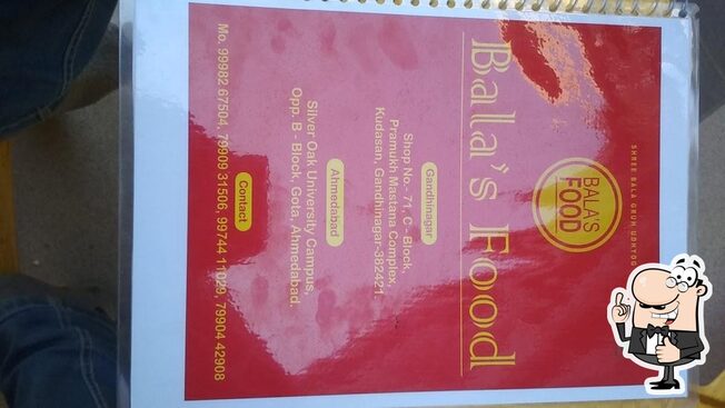 Menu at Bala's Food, Gandhinagar