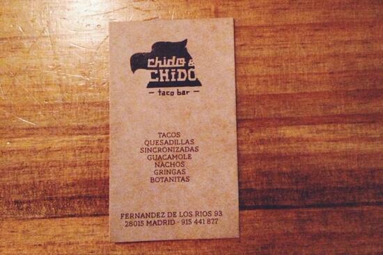 Menu at Chido & Chido restaurant, Madrid