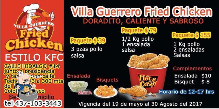 Menu at Delicioso Chicken restaurant, Colotlán