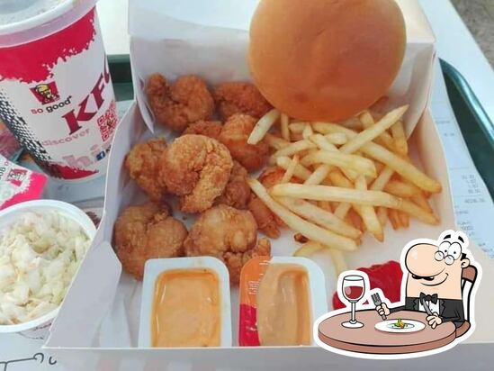 Menu at KFC fast food, Sharjah, Abu Obiedah Bin Al Jarah Street