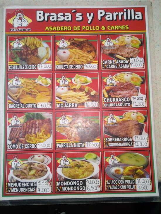 Menu at Brasas JR, Bogotá
