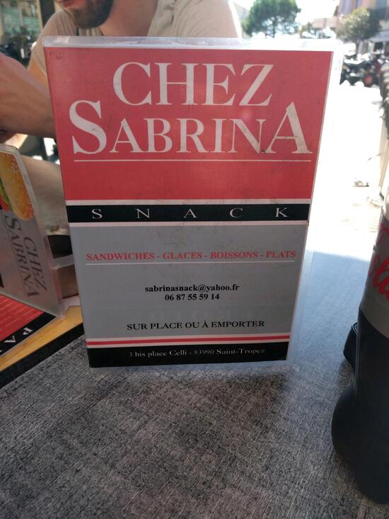 Menu at Chez Sabrina fast food, Saint-Tropez