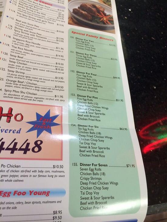 Menu at Ho-Ho-Ho Chinese Food restaurant, Georgina