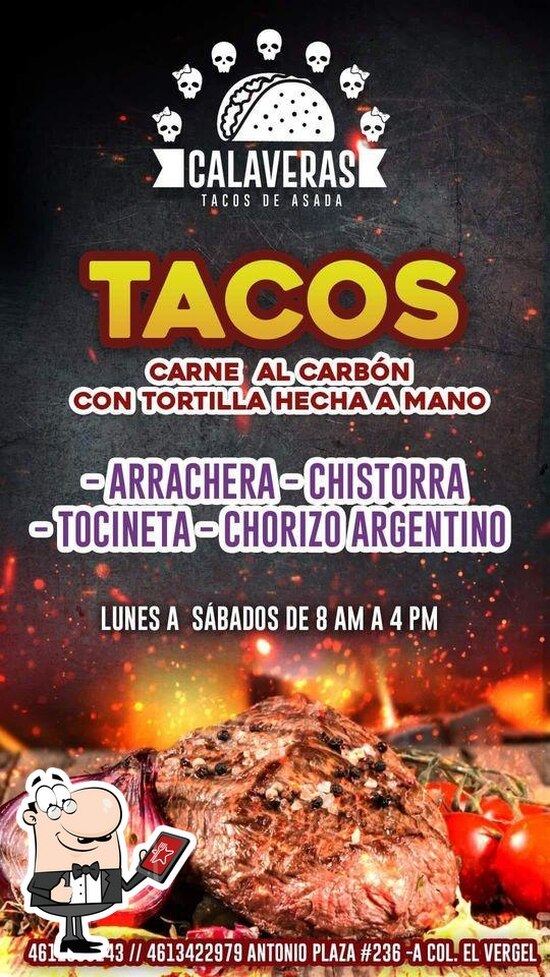 Menu at Calaveras Burger restaurant, Celaya