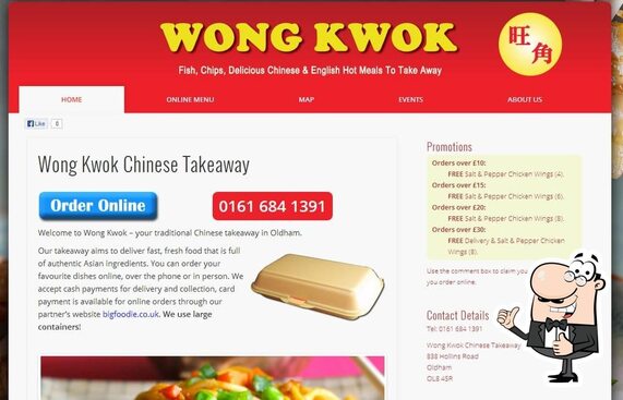 Menu at Wong Kwok Chinese Takeaway fast food, Oldham
