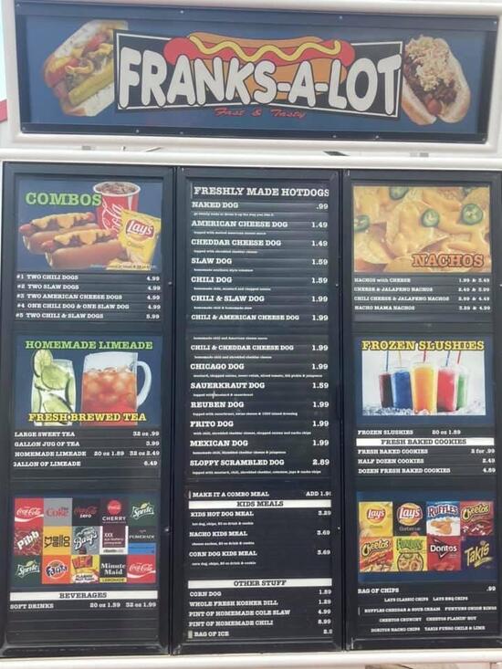Menu at Franks-A-Lot restaurant, Valdosta