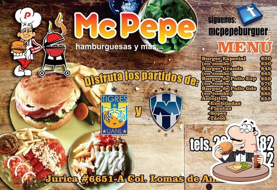 Menu at Mc Pepe restaurant, Monterrey