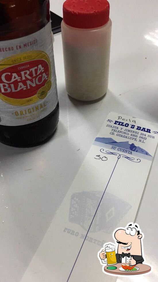 Menu at Pilos Bar, Guadalupe, Juan Zuazua