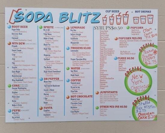 Menu at Soda Blitz pub & bar, La Grande