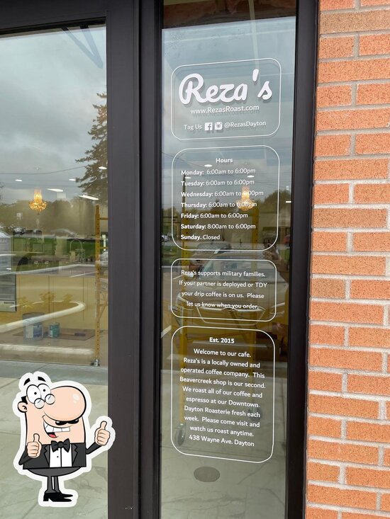 Menu at Reza's Beavercreek cafe, Beavercreek