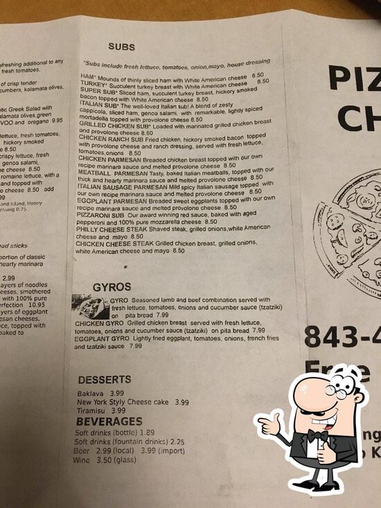 Menu at Pizza chef Gourmet Pizza pizzeria, Myrtle Beach, Kings Rd UNIT F