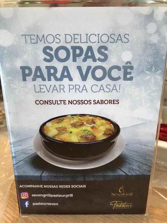 Menu at Pasteur Grill restaurant, Curitiba