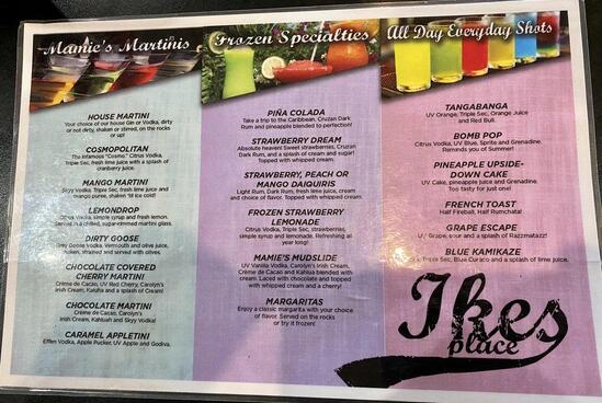 Menu at Ike's Place Bar & Grill, Abilene