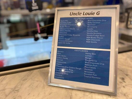 Menu at Uncle Louie G Italian Ices & Ice Cream, Lantana