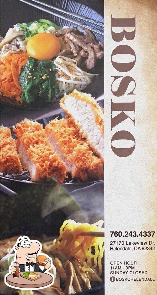 Menu at Bosko restaurant, Helendale