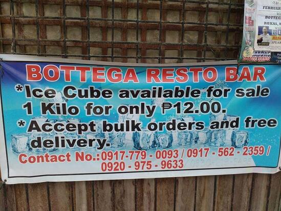 Menu at Bottega BAR, Philippines