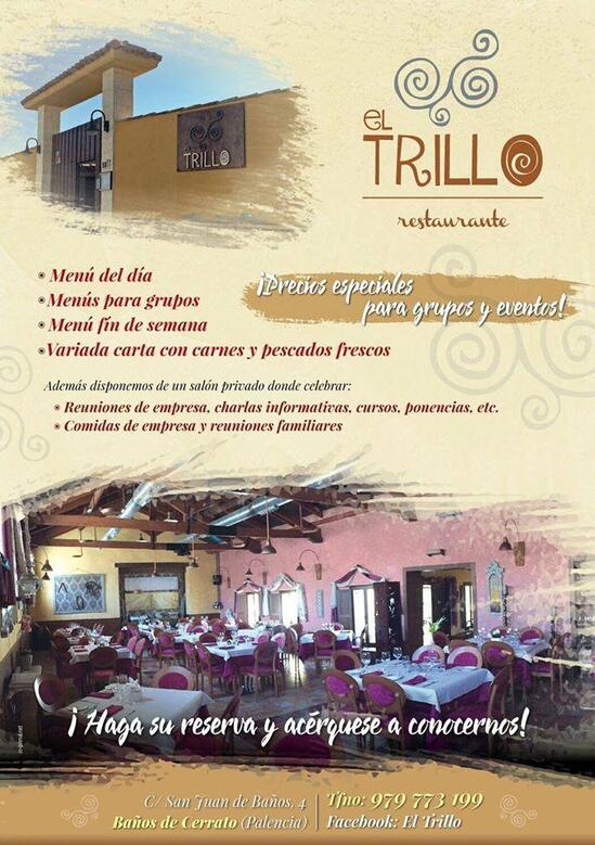 Carta de Restaurante El Trillo, Baños de Cerrato, C. San Juan B C