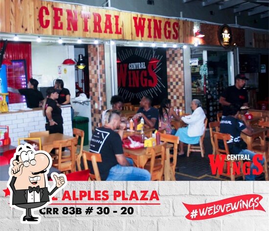 Menu at Central Wings restaurant, Medellín