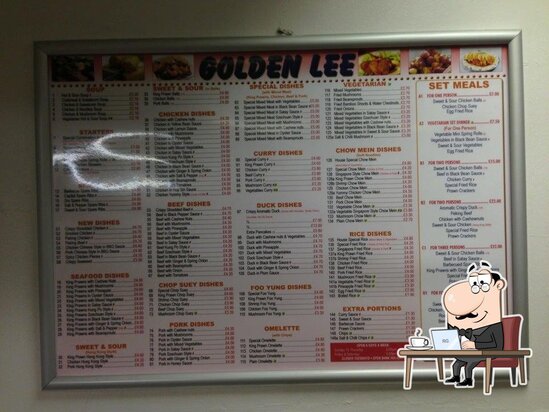 Menu at Golden Lee fast food, Spalding