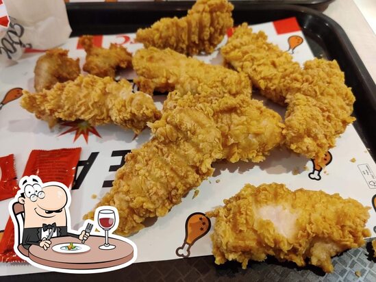 Menu at KFC fast food, Barcelona, Pl. de Catalunya