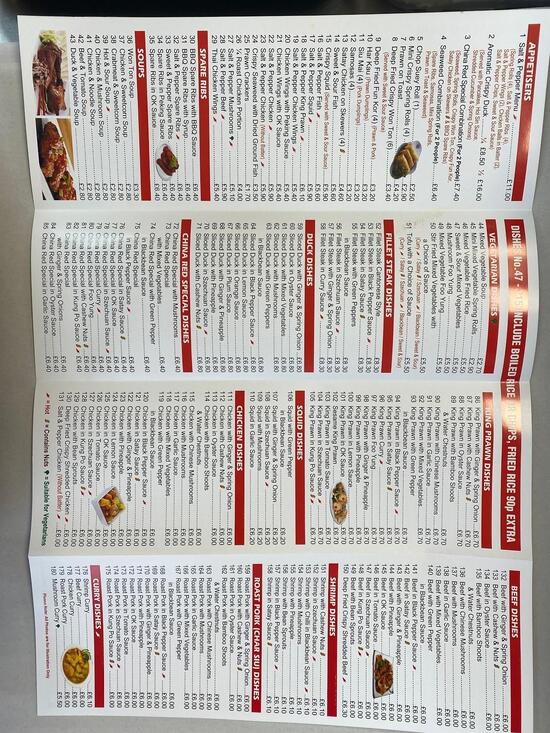 China Red, Bury - Restaurant menu, prices and reviews