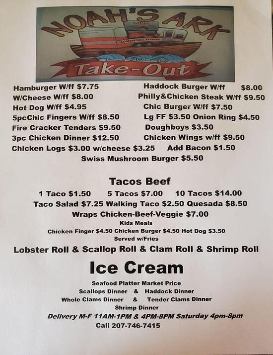 Menu at Noah's Ark Food & Ice Cream restaurant, Medway