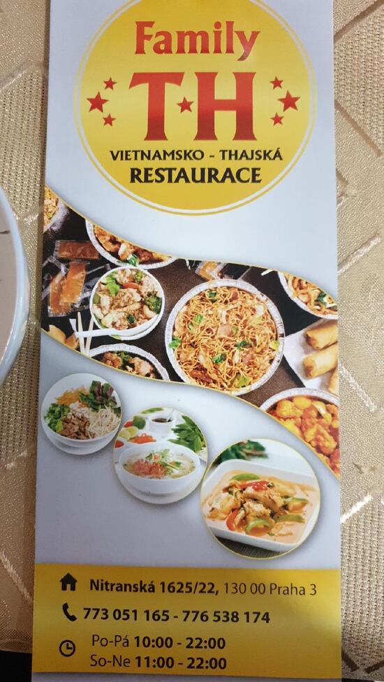 Menu at Family TH restaurant, Prague