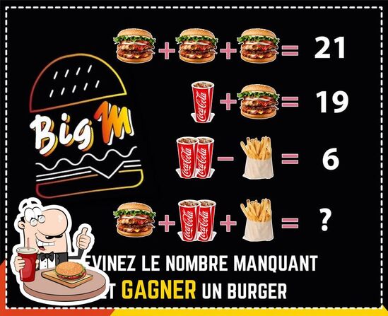 Menu au Big M restaurant, Bondy