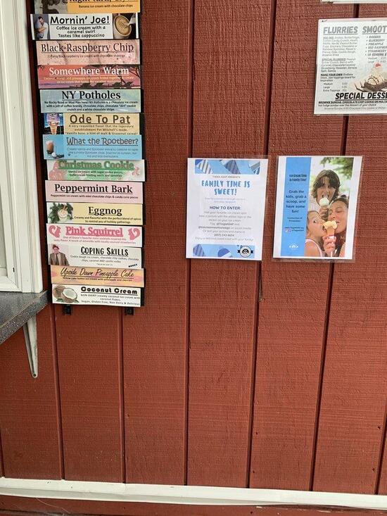 Menu at Ice Cream Works!, Owego