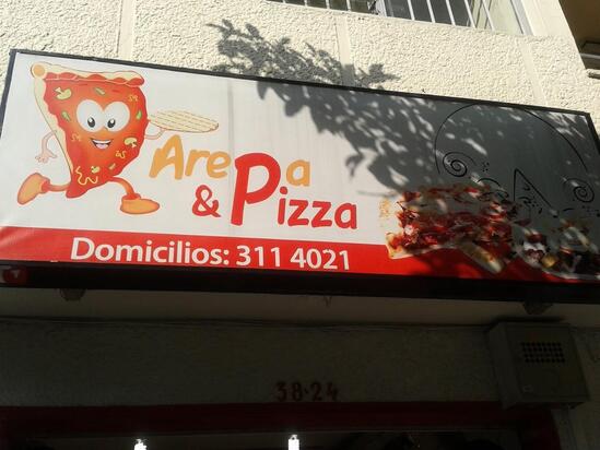 Menu at AREPA y pizza restaurant, Medellín