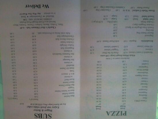 Menu at Charlie's Pizza & Sub Shop pizzeria, Ellsworth