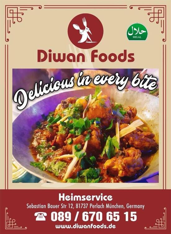 Menu at Diwan Foods pizzeria, Munich
