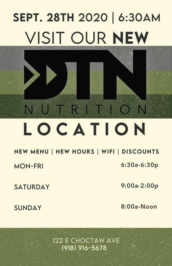 Menu at Downtown Nutrition pub & bar, McAlester