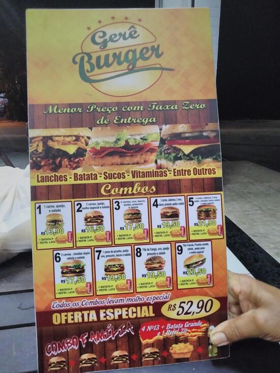 Menu at GêBê Burger restaurant, Saquarema