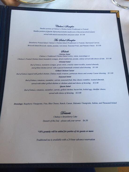 Menu at Chelsea's On Thornton restaurant, Dalton