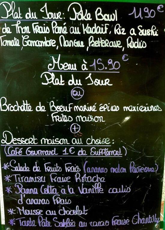 Menu at Le Petit Capucci restaurant, Aix-en-Provence