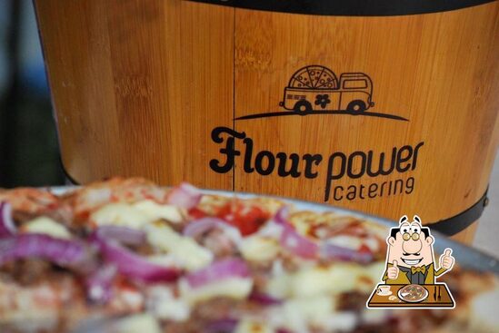 Menu at Flour Power Catering pizzeria, Toronto